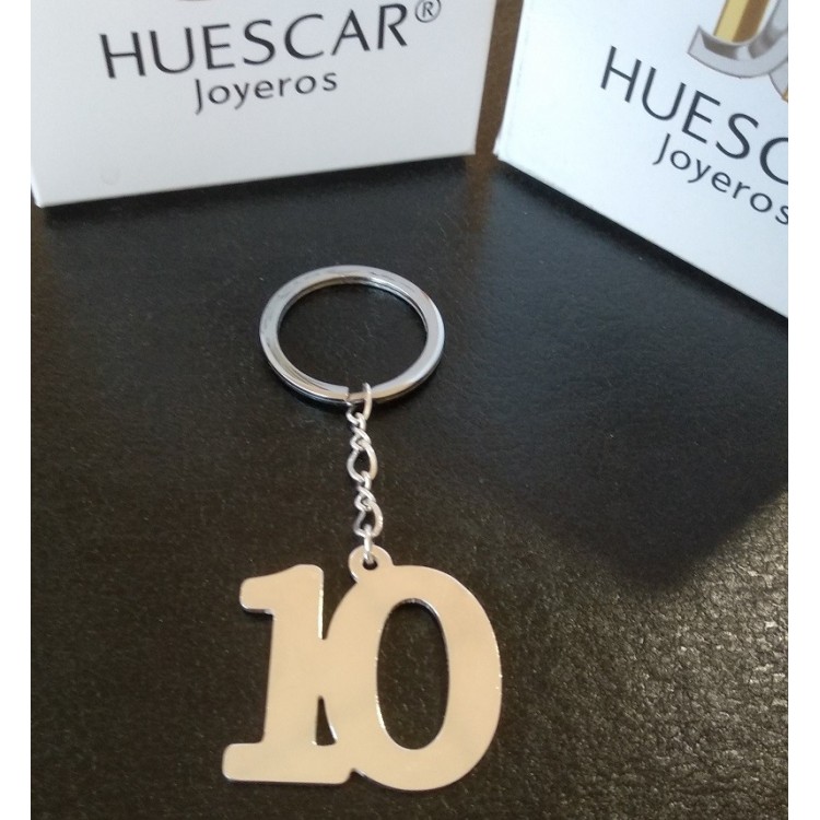 Llavero números de plata personalizados