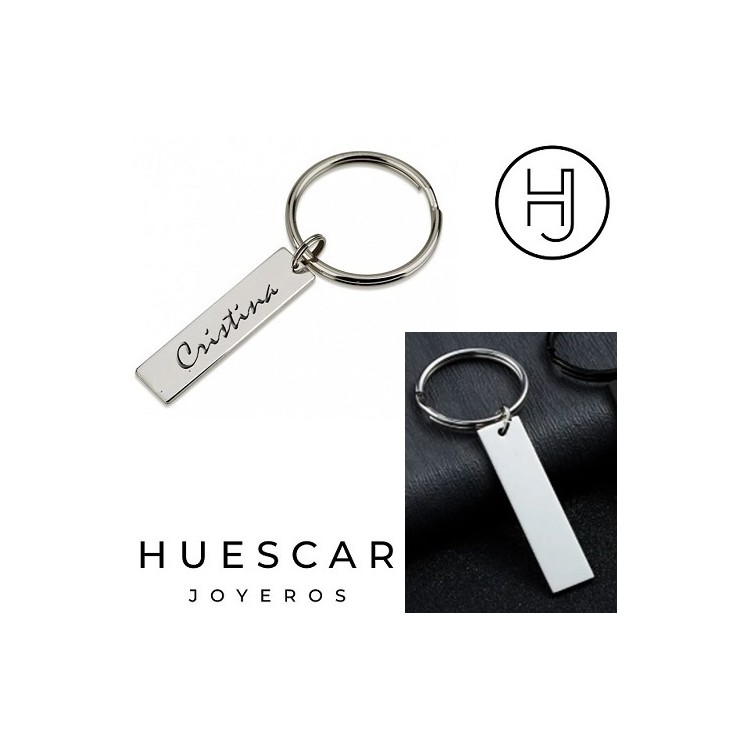 Llavero personalizado rectangular en plata de ley