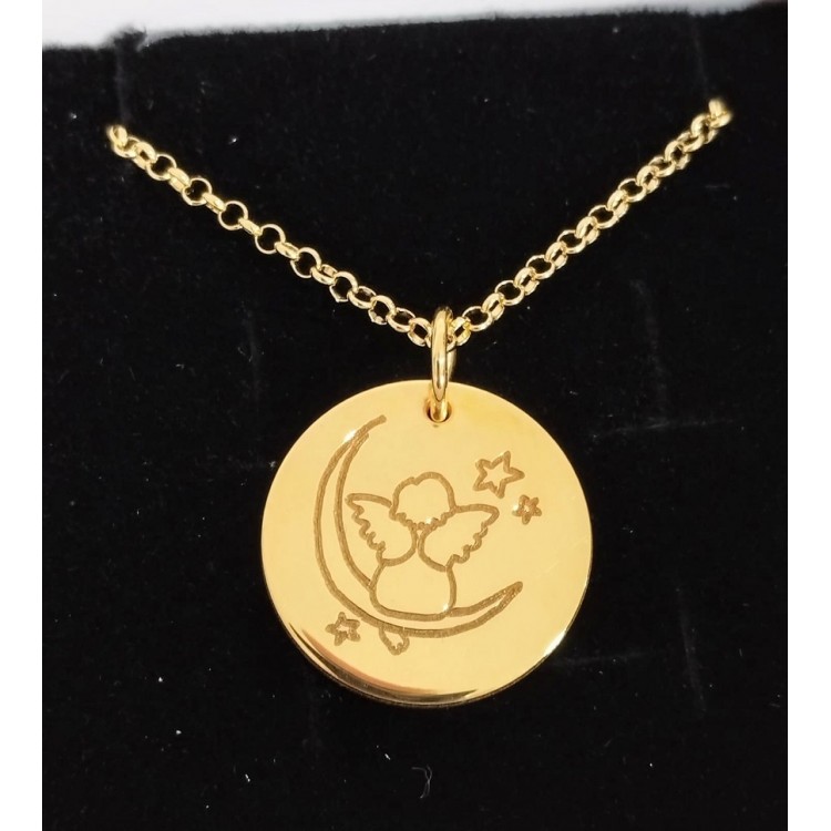 Colgante Angelito + cadena plata de ley